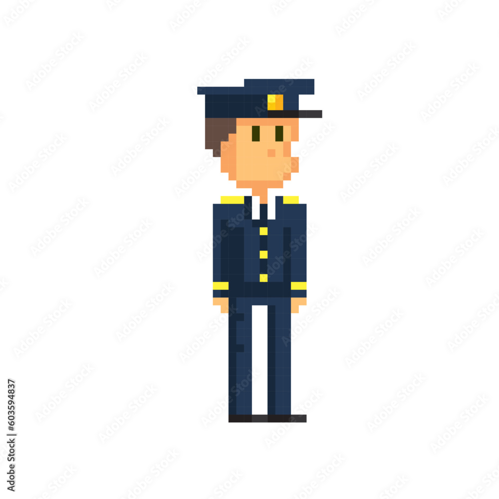 เวกเตอร์ Stock army-25-10-22military officer. Pixel art. 8 bit video ...