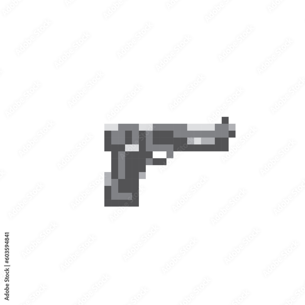 Pisto, gun. Pixel art. 8 bit video game. 8-bit sprite. isolated vector ...
