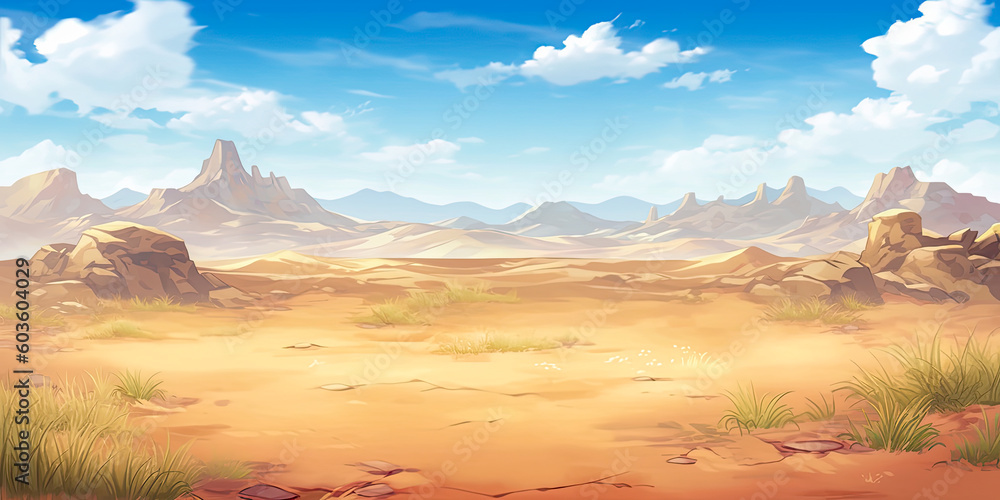 anime cartoon style desert sand background banner, generated ai ...