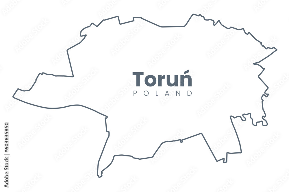 Map of Toruń, a city in north-central Poland and a UNESCO World ...