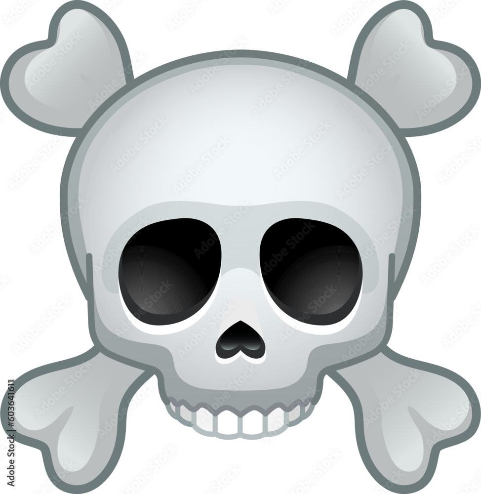 Top quality emoticon. Skull with crossed bones vector emoji face emoji ...