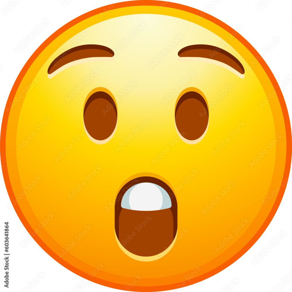 Top quality emoticon. Astonished emoji. Shocked emoticon with gasping ...