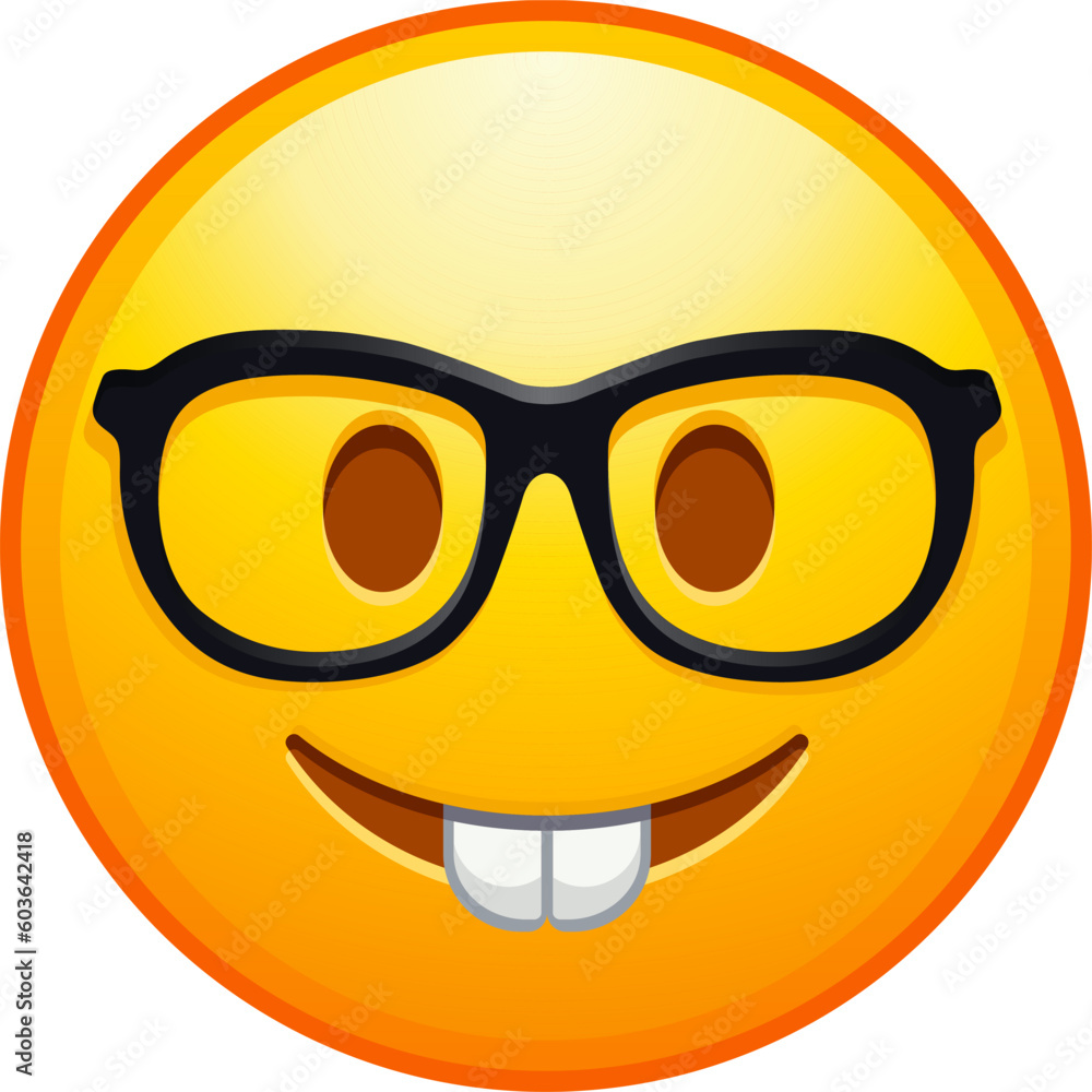 Стоковое векторное изображение «Top quality emoticon. Nerd emoji ...