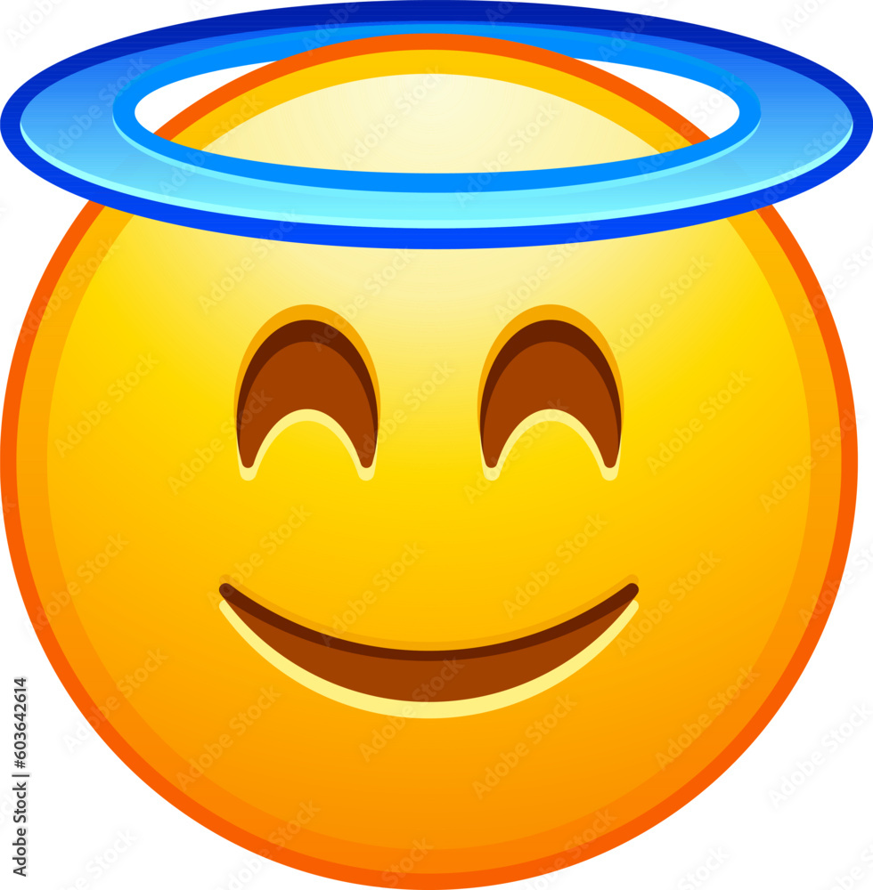 Top quality emoticon. Angel emoji. Holy emoticon with nimbus. Yellow ...
