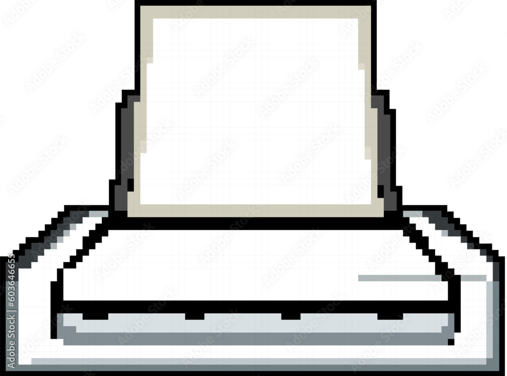 office scanner document game pixel art retro vector. bit printer ...