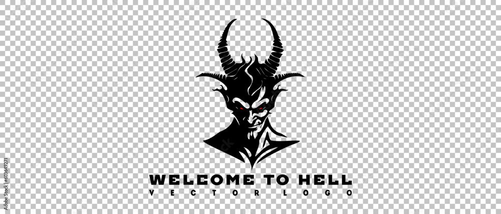 Vector black logo on a transparent background. Scary awesome portrait ...