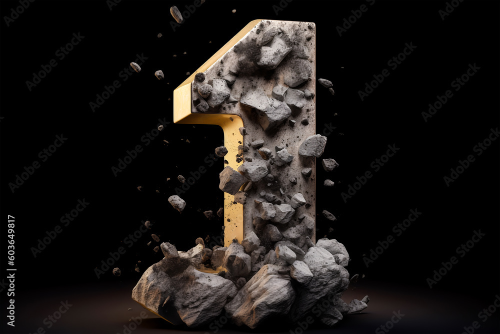 Gold number 1, one, first place, lider position, chempion. Anniversary ...