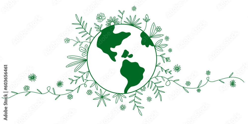 Environment day line art vector illustration, Line art illustration of ...