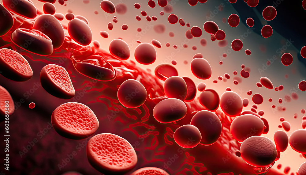 Dynamic Flow 3d Red Blood Cells Moving through Veins for health banner ...