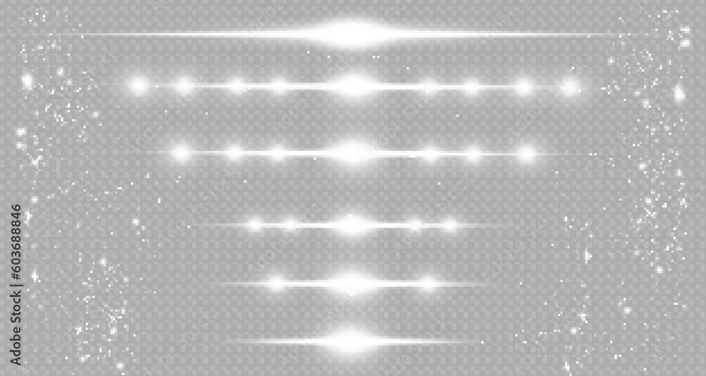 Solar glare.Glow isolated white transparent light effect set, lens ...