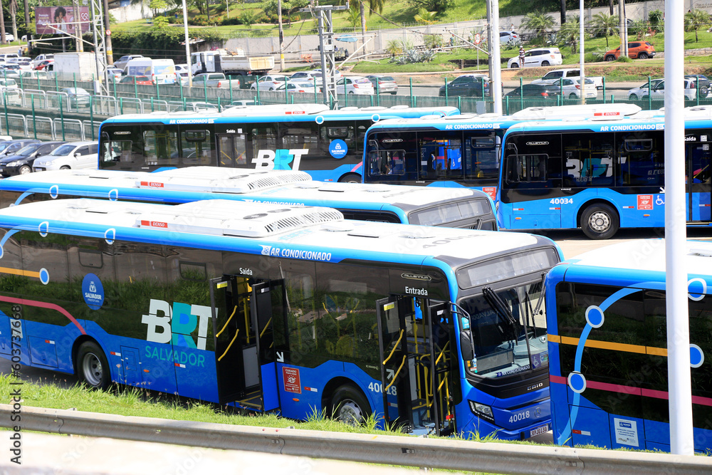 salvador, bahia, brazil - may 17, 2023: Buses of the BRT transport ...