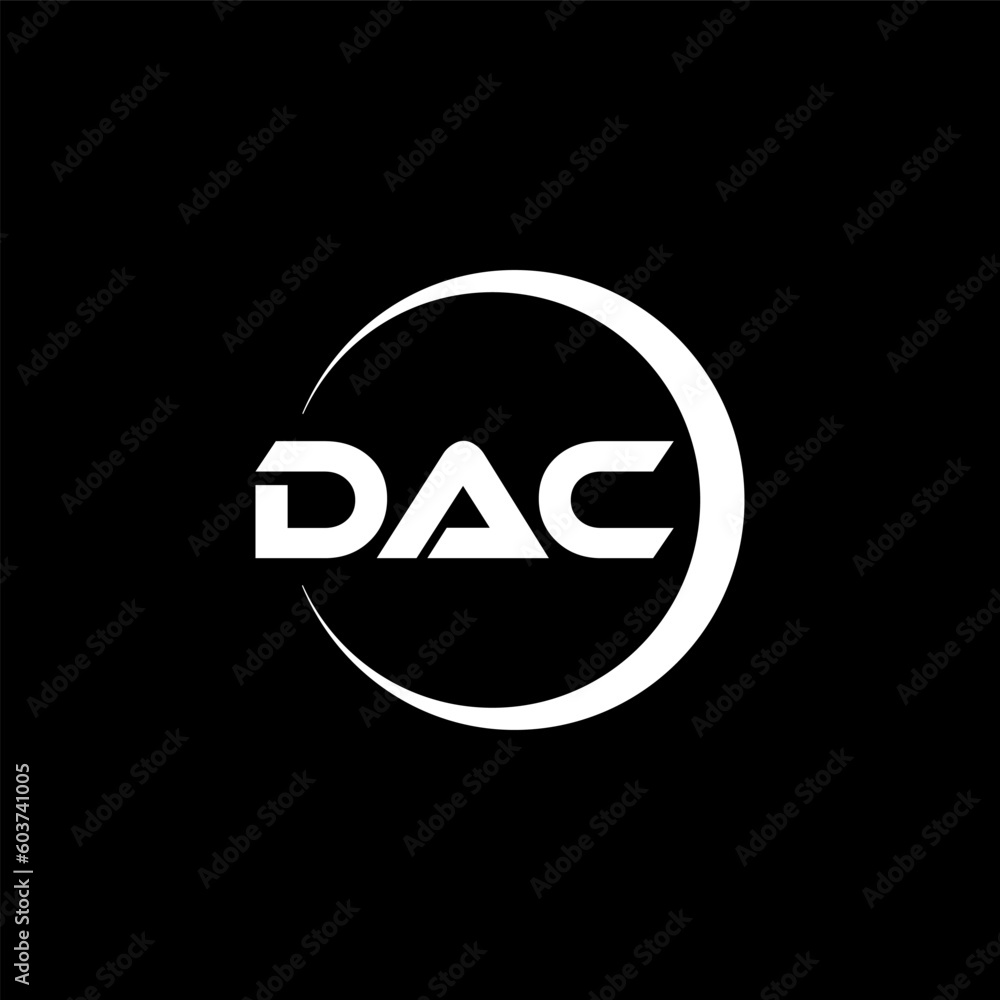 Vector de Stock DAC letter logo design with black background in ...
