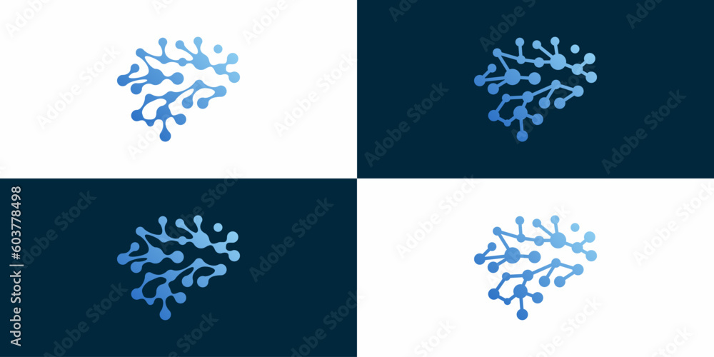 neuron connection logo design, Human brain icon innovation intelligence ...
