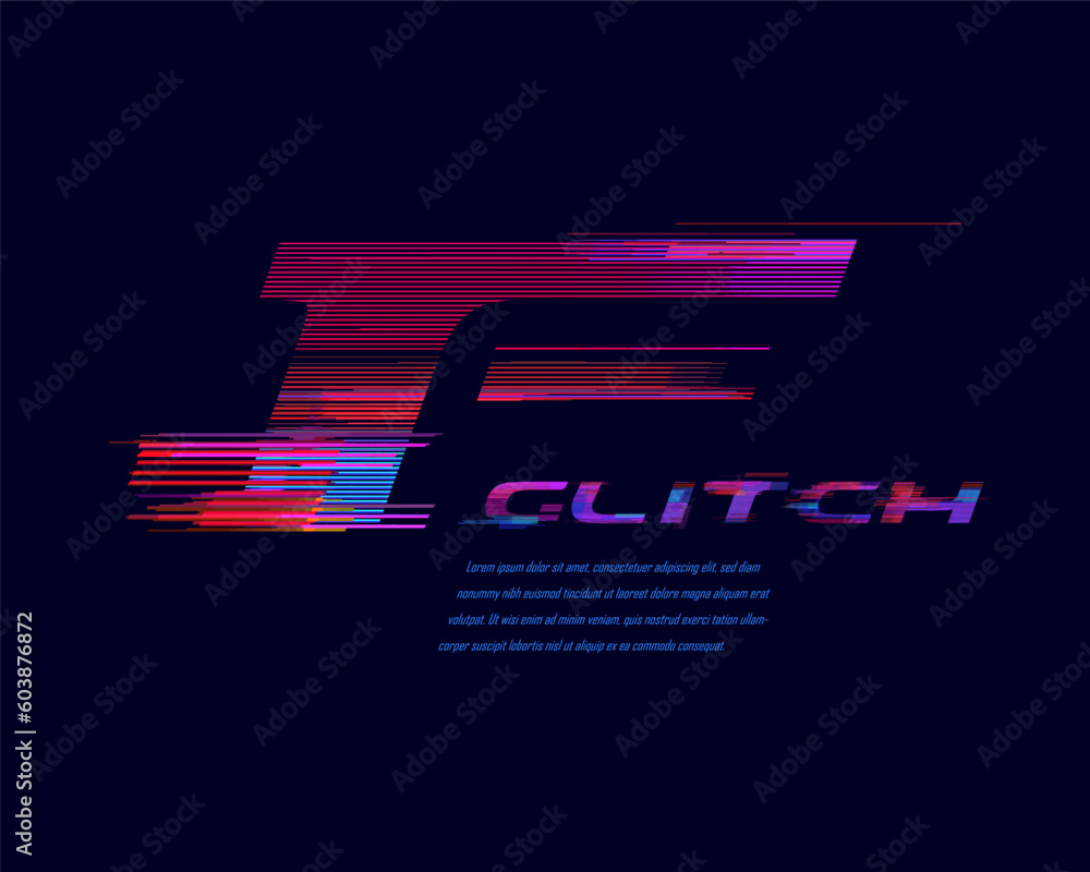 Cyberpunk futuristic Glitch Designer font set with neon screen digital ...