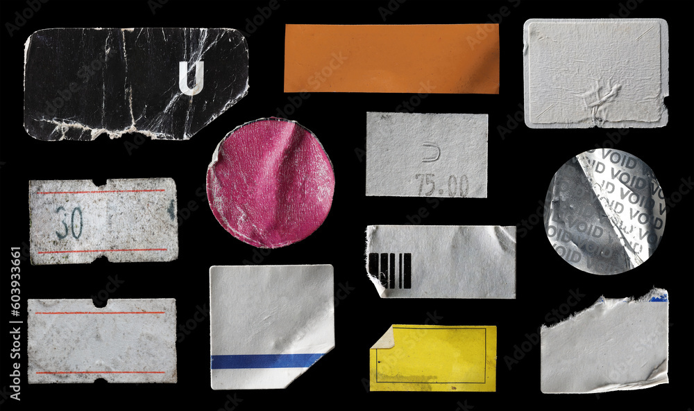 Foto de Stock collection of blank old sticker, label, price tag ...