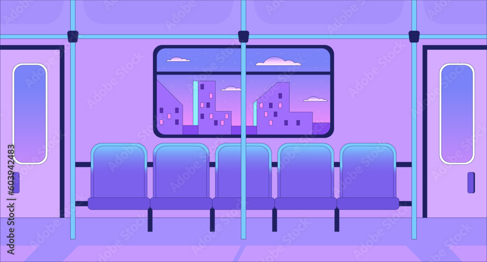 Train interior lo fi chill wallpaper. Metro seats. Subway inside. Rail ...