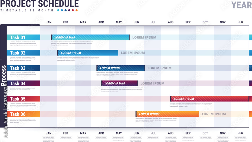 Project schedules template or Planning calendar. Business schedule ...