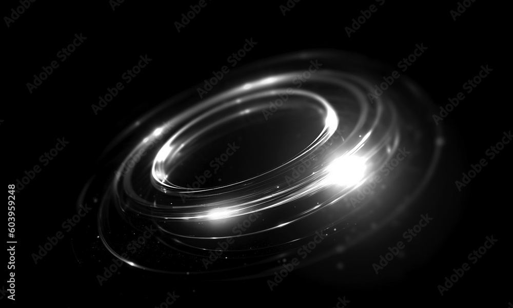Glow swirl light effect. Circular lens flare. Abstract rotational lines ...