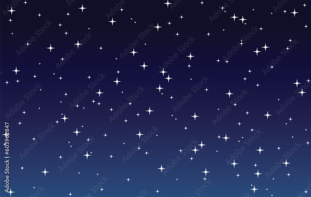 simple dark starry night sky cartoon background illustration vector ...