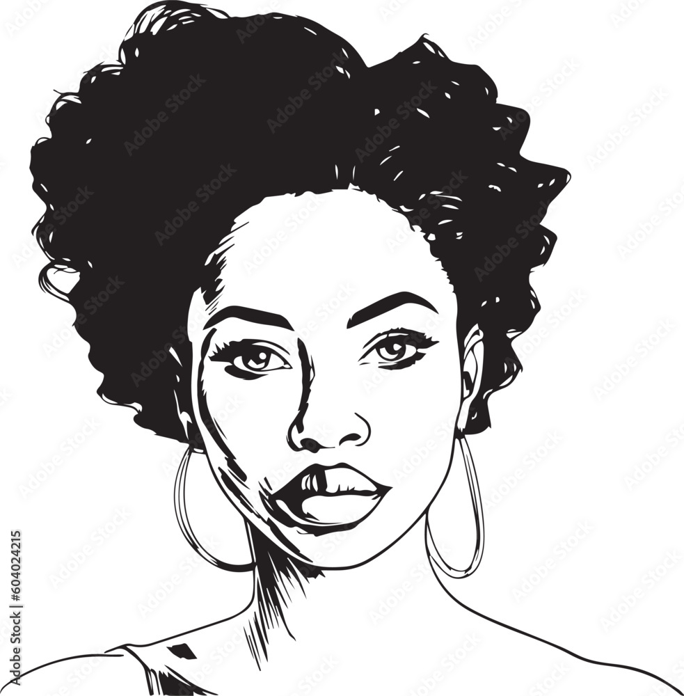 African woman head vector illustration, EPS Stock Vector | Adobe Stock