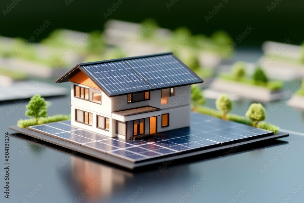 Abstract ESG and sustainability concept depicted by a small house built ...