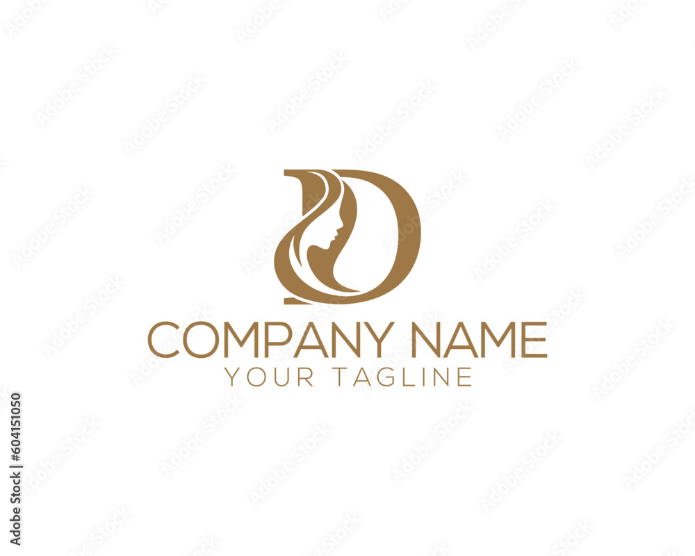 Initial letter D and SD beauty women face logo design. Unique and ...