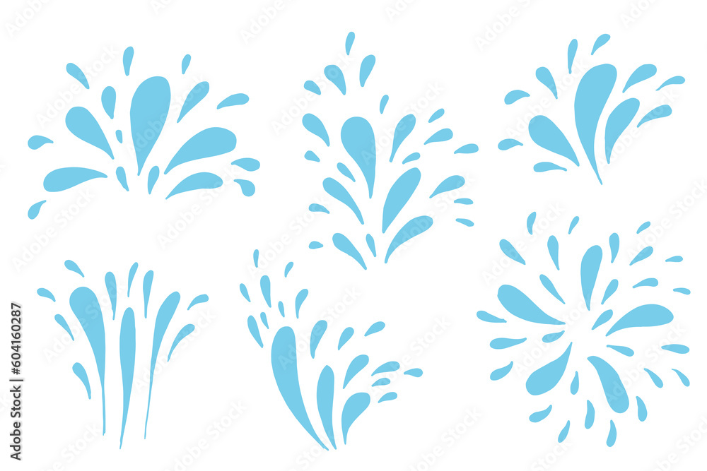 Splash silhouette with droplets. Water drops shapes, liquid burst ...