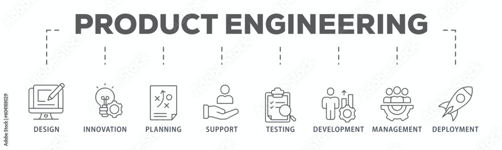 Product engineering banner web icon vector illustration concept with ...