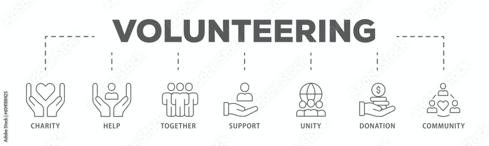 Volunteering banner web icon vector illustration concept for volunteer ...