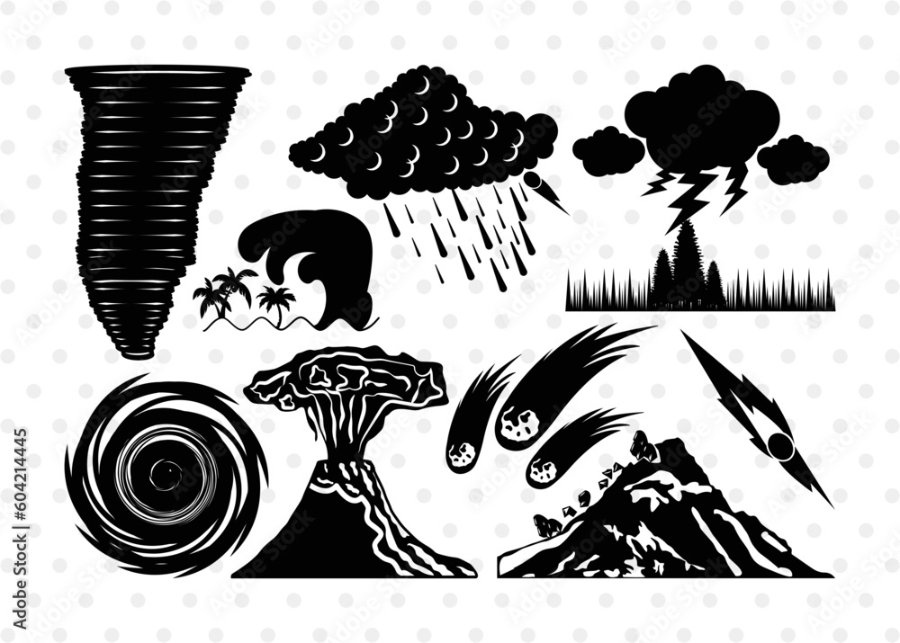 Vector de Stock Natural Disasters SVG, Natural Disasters Silhouette ...