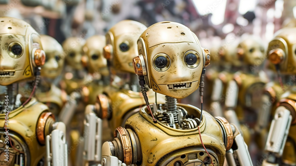 robots, abstract, fictional place and happening, outdated simple robot ...