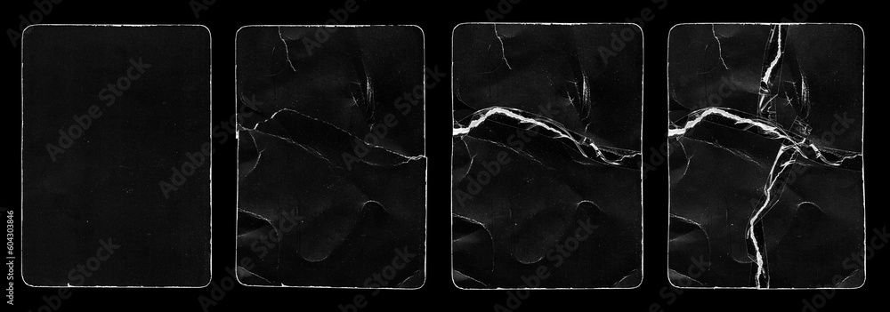 Set of Old Black Empty Aged Vintage Retro Damaged Paper Cardboard Card ...