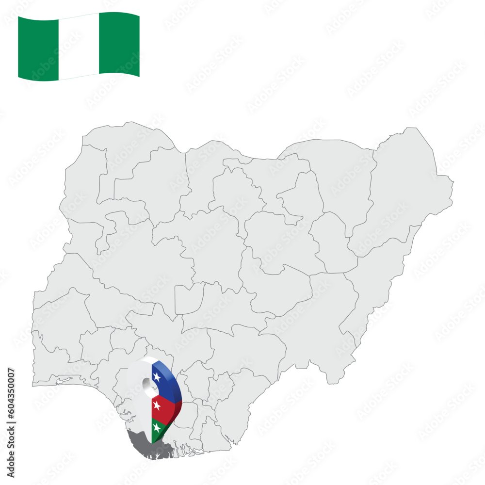 Location Bayelsa State on map Nigeria. 3d Bayelsa location sign. Flag ...