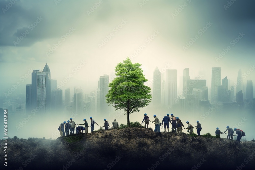 Environmental cooperation. Unity of businesspeople and community ...