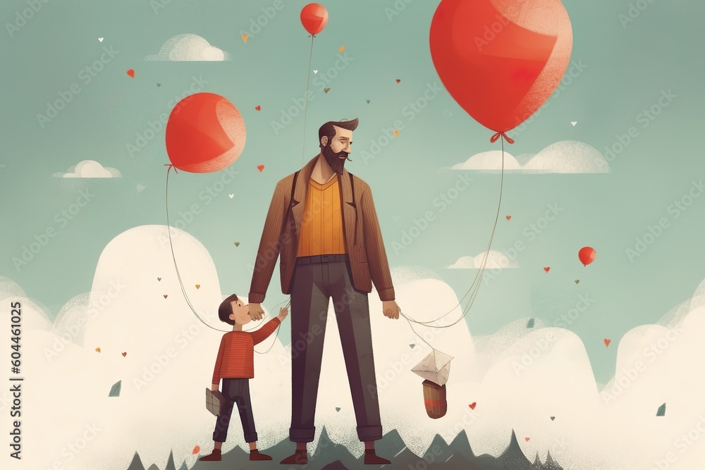Father's Day illustration and pictures designed to depict father love ...