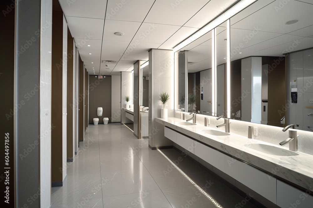 Modern restroom interior decoration in the public building. Created ...