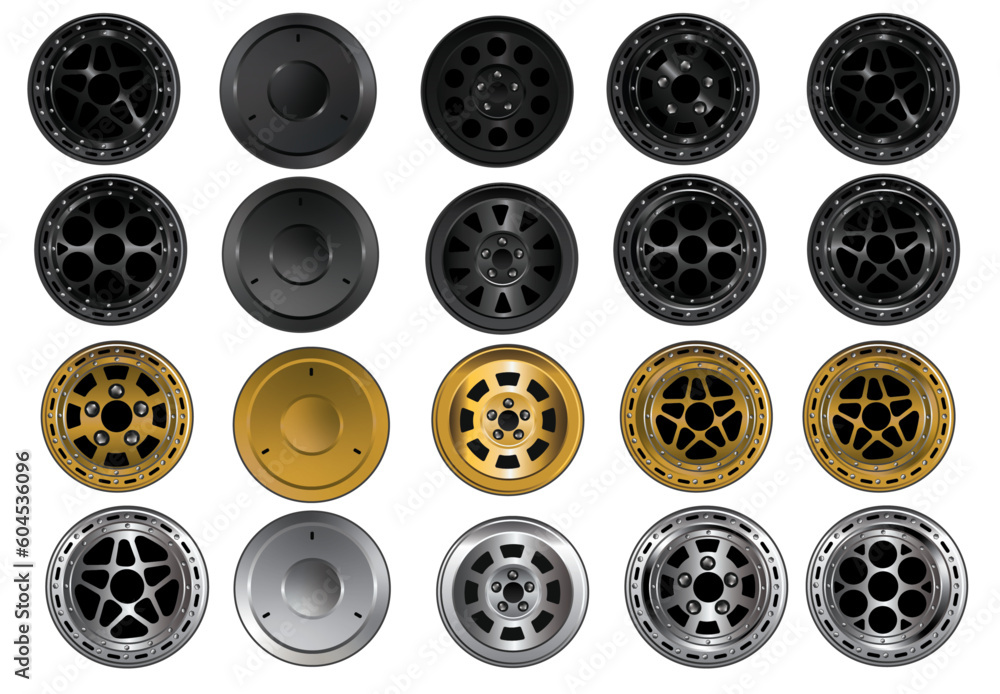 Vetor A few sets of editable rims in vector format . Standard rims ...