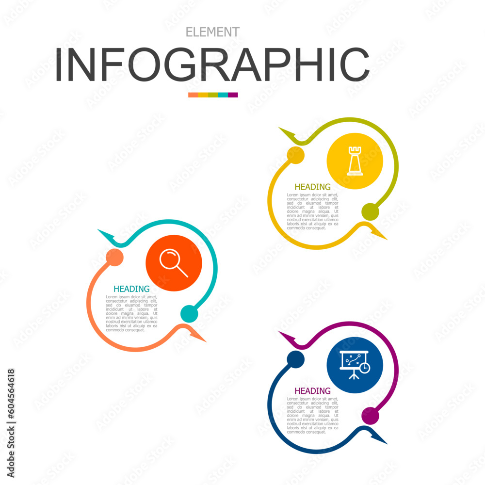 vector infographic two curve arrow lines opposite each other elements template block. used for ...