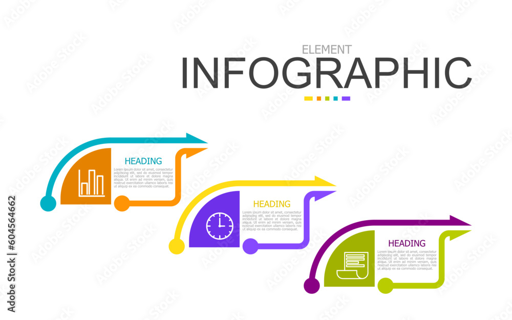 vector infographic parallel two curve arrow lines elements template block. used for process ...