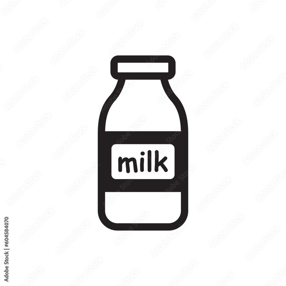 Title: Milk bottle vector icon. Natural milk flat sign design. Milk ...