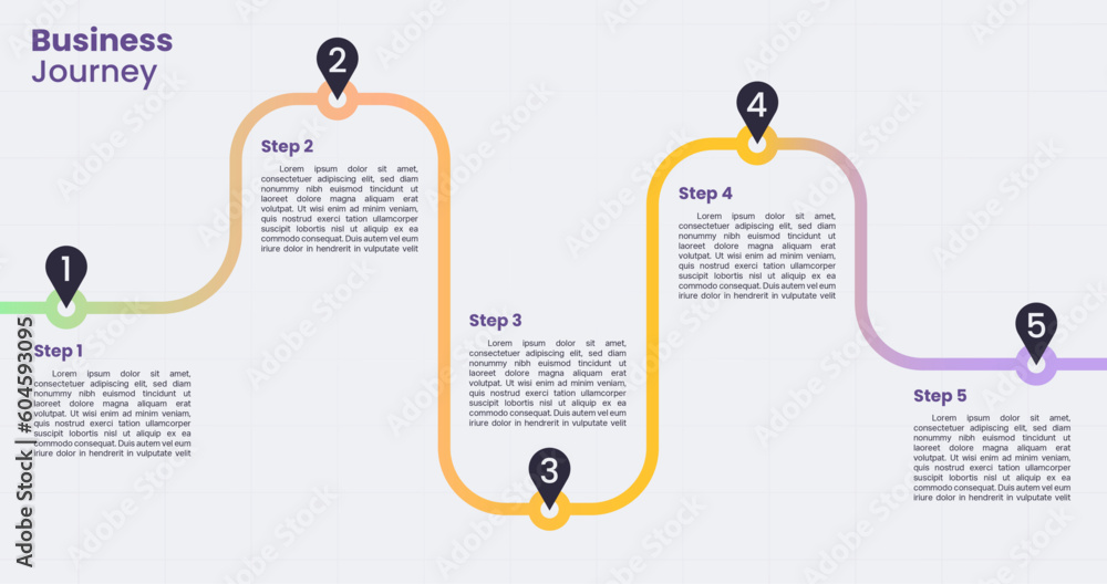 infographic roadmap diagram template for 5 step business journey ...