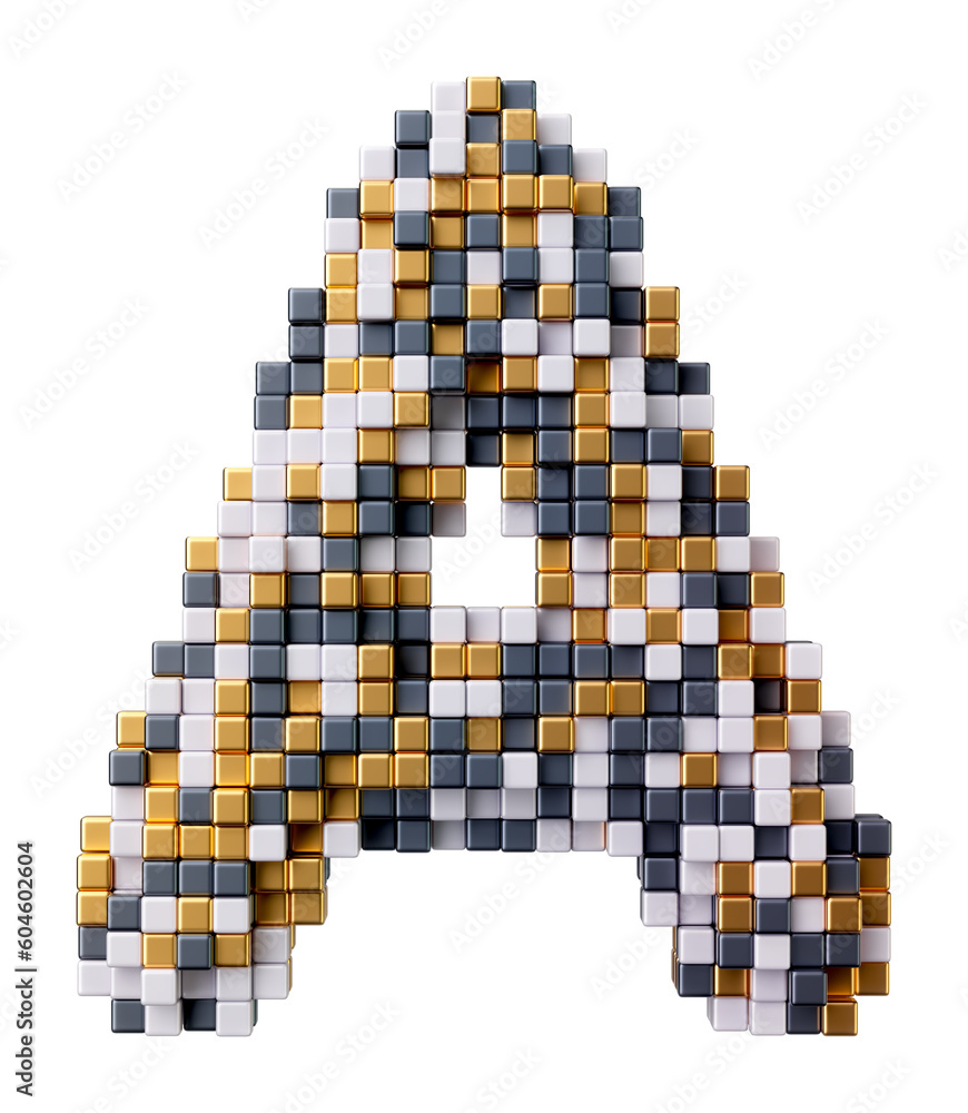 Letter A of alphabet digital pixel font isolated on transparent ...