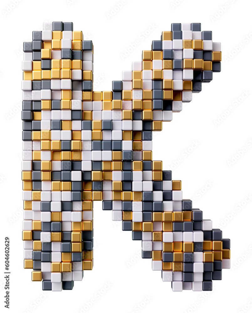 Letter K of alphabet digital pixel font isolated on transparent ...