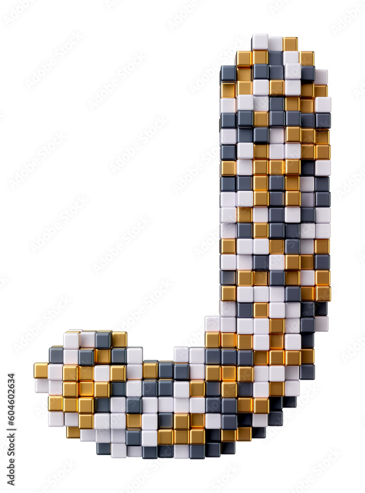 Letter J of alphabet digital pixel font isolated on transparent ...