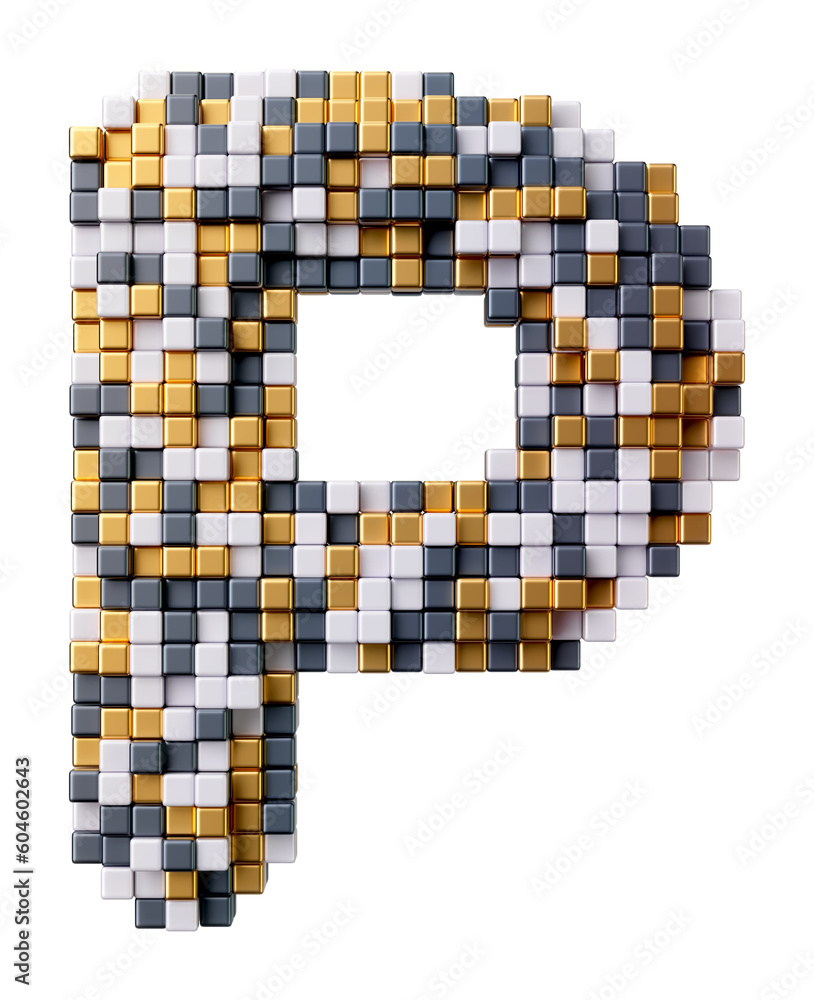 Letter P of alphabet digital pixel font isolated on transparent ...