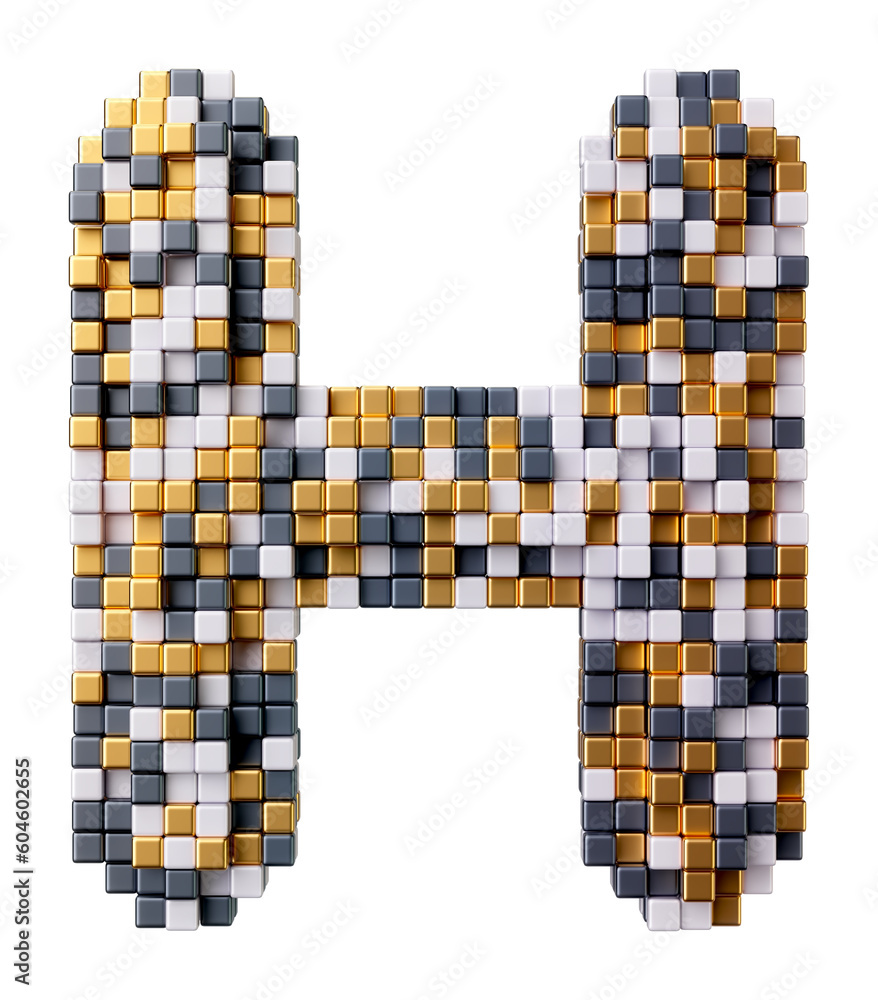 Letter H of alphabet digital pixel font isolated on transparent ...