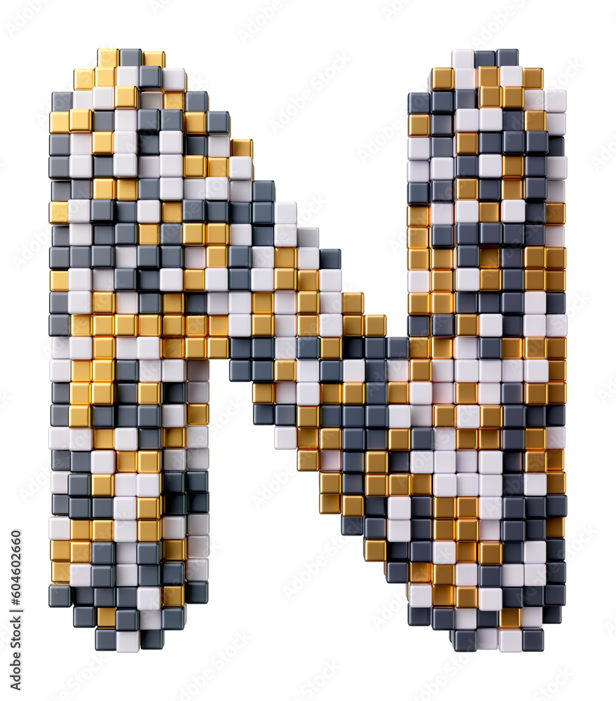 Letter N of alphabet digital pixel font isolated on transparent ...