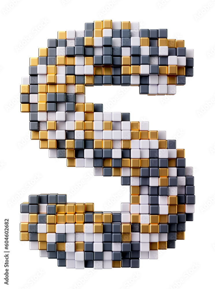 Letter S of alphabet digital pixel font isolated on transparent ...