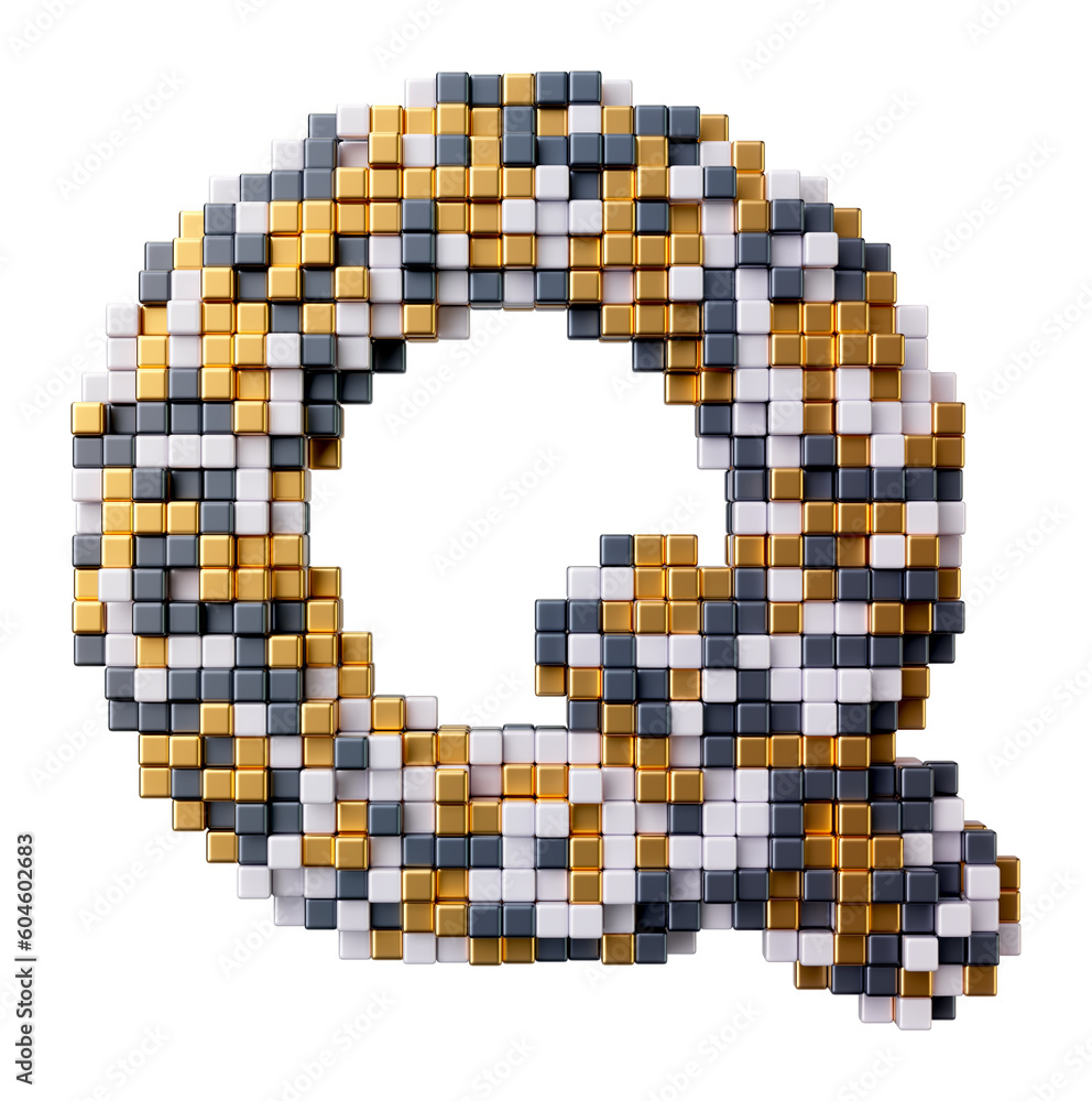 Letter Q of alphabet digital pixel font isolated on transparent ...