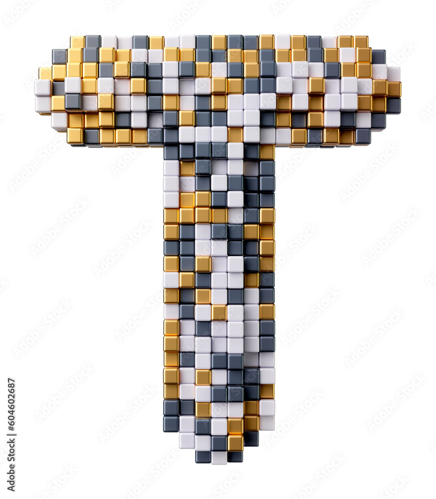 Letter T of alphabet digital pixel font isolated on transparent ...